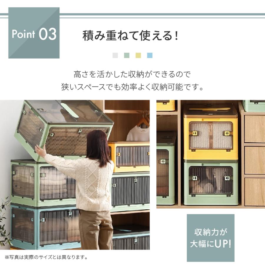 収納ボックス 5面開閉 折りたたみ フタ付き キャスター付き 積み重ね コンテナ 中身が見える 全方向 クローゼット おしゃれ かわいい : sp00299 : Smaly スマリー直営店 ...