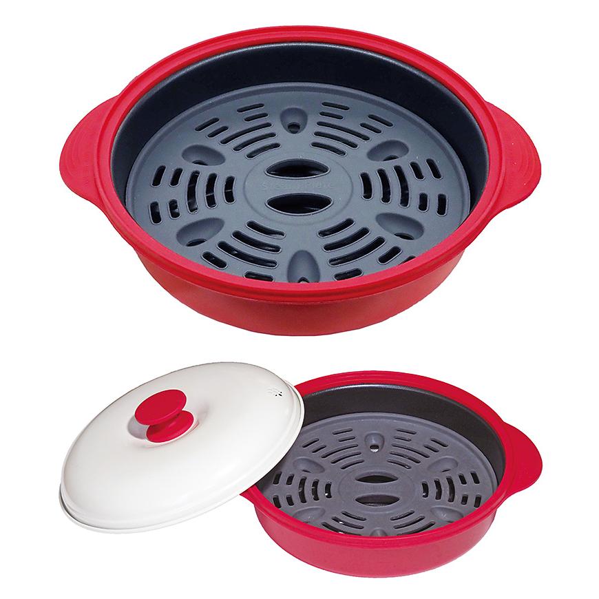 TO-PLAN レンジで焼ケール 深型 蒸しプレート付き （TKSM-34 電子レンジ用調理器 1台6役 グリルパン 時短 焼き目 ...