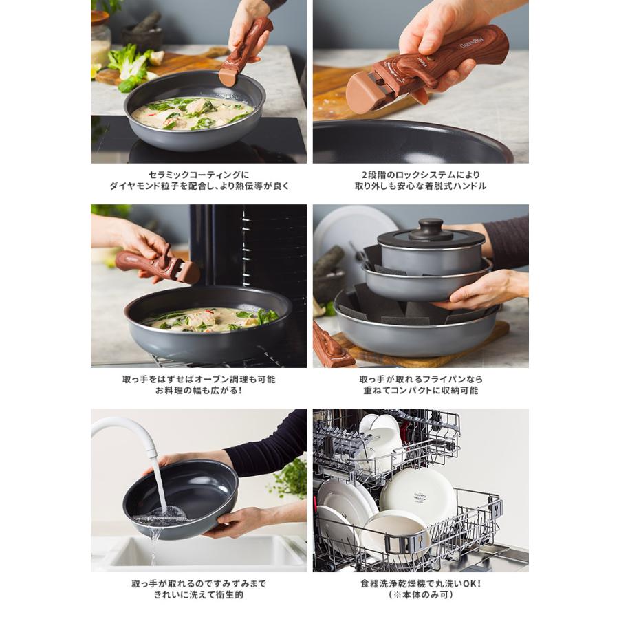 GREEN PAN GREENPAN クリックシェフ9点セット チャコールグレー （フライパン20cm・26cm・ソースパン16cm・エッグ ...