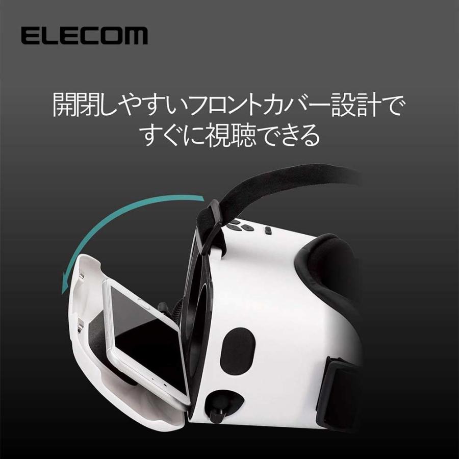 ELECOM 即納 iPhone/android スマホ対応 3D VRゴーグル VRヘッドセット VRヘッドマウントディスプレイ エレコム ブラック/ホワイト イヤホン付き : SMART ...