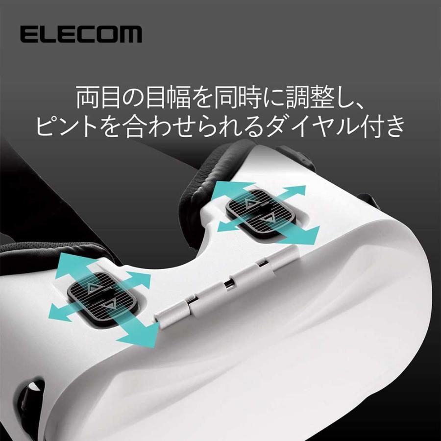 ELECOM 即納 iPhone/android スマホ対応 3D VRゴーグル VRヘッドセット VRヘッドマウントディスプレイ エレコム ブラック/ホワイト イヤホン付き : SMART ...