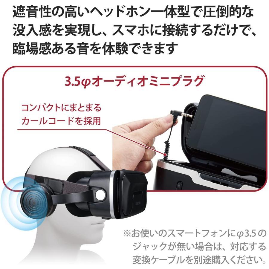 ELECOM 即納 iPhone/android スマホ対応 3D VRゴーグル VRヘッドセット VRヘッドマウントディスプレイ エレコム 高画質 ブラック : SMART PARK Y ...