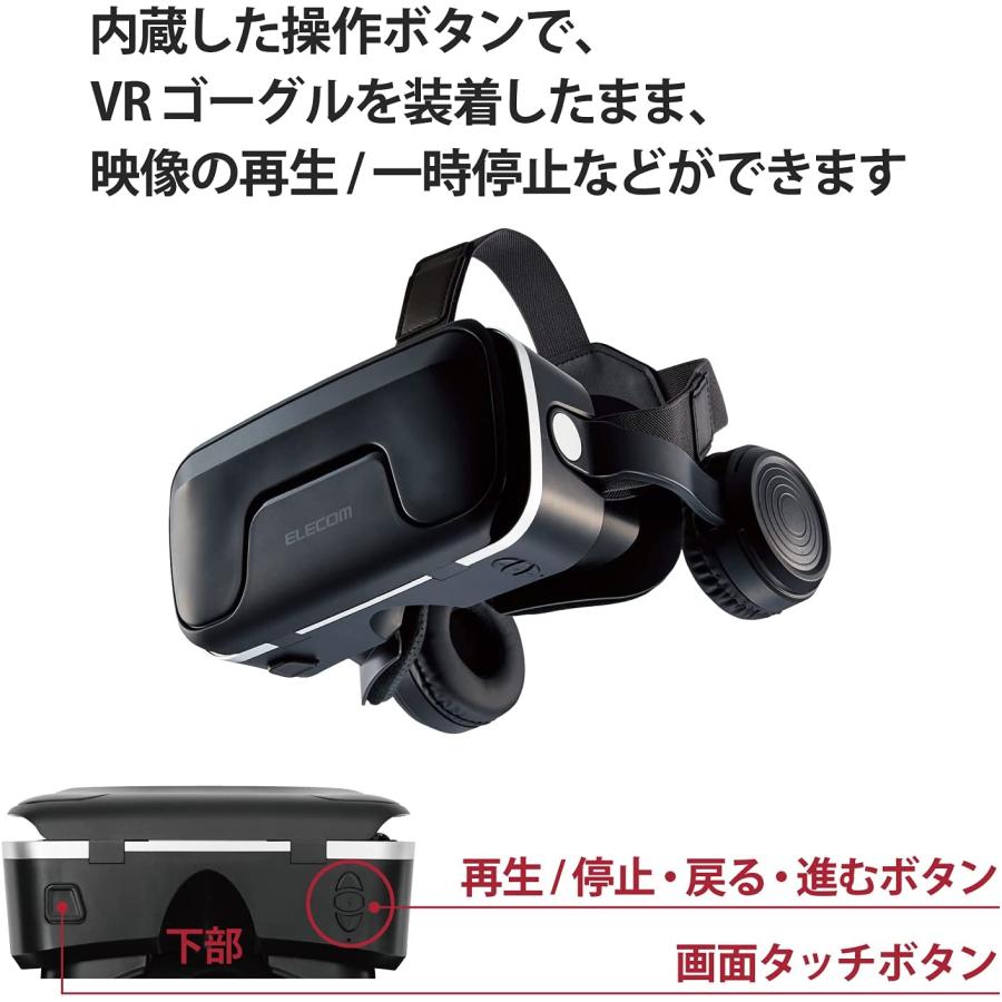 ELECOM 即納 iPhone/android スマホ対応 3D VRゴーグル VRヘッドセット VRヘッドマウントディスプレイ エレコム 高画質 ブラック : SMART PARK Y ...