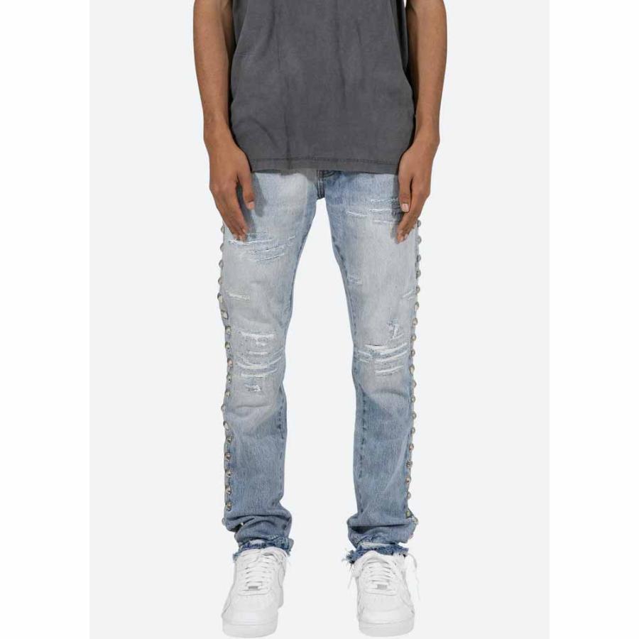 mnml ミニマル デニムパンツ D442 STUD STRAIGHT DENIM ブルー スタッズ デニム パンツ ジーパン メンズ US ...
