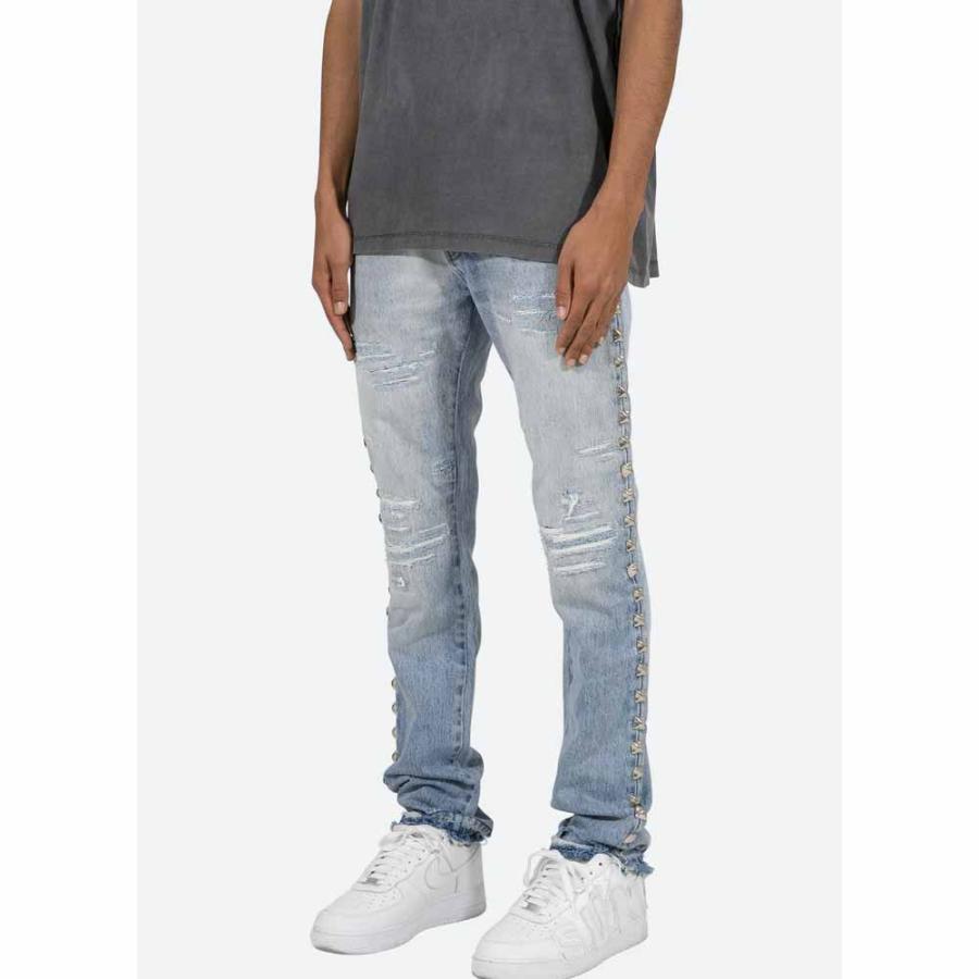 mnml（ミニマル） デニムパンツ D442 STUD STRAIGHT DENIM ブルー スタッズ デニム パンツ ジーパン メンズ US限定 正規品 : SMART PARK Yストア ...