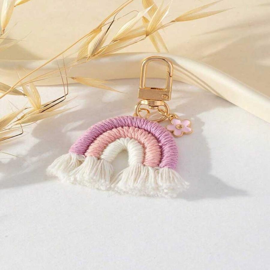 バッグ チャーム ストラップ タッセル レインボー ピンク フラワー 花 全2色 アクセサリー おしゃれ ファッション ペンダント 送料無料 ...