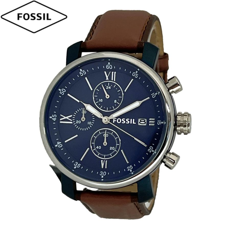 FOSSIL フォッシル 腕時計 新品 アウトレット RHETT BQ2163 メンズ クォーツ ブルー ダイヤル 革ベルト 並行輸入品 ...