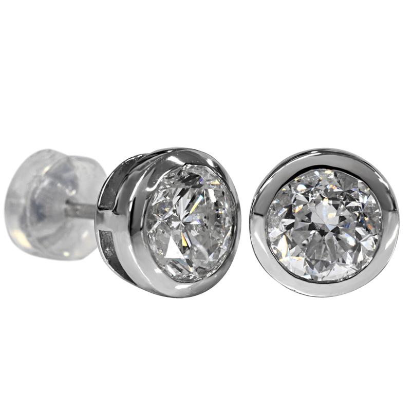 Pt900 1.0ct ×2 合計 2.0ct ダイヤピアス フクリン ダイヤモンドピアス プラチナ スタッド 大粒 一粒 1ct 2ct ペア メンズ レディース ori24 : sm31 ...