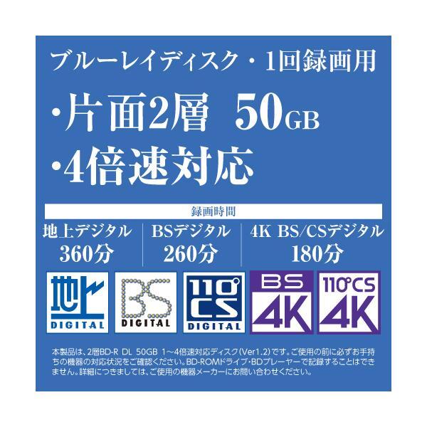 RiDATA RiTEK 録画用 BD-R DL 50GB 50枚入り BR260EPW4X.50SP 片面2層 1-4倍速対応 追記型 ブルーレイディスク インクジェット プリンター対応 ...