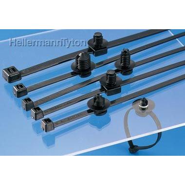 HellermannTyton ヘラマンタイトン T50RFT8-HSB ファーツリーマウント付きタイ アウトサイドセレーション 黒 耐熱 ...