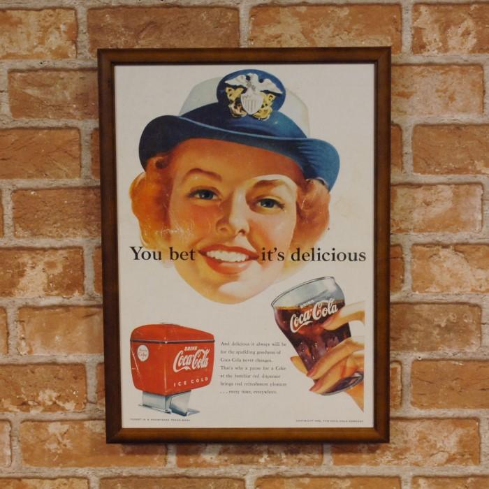 コカコーラ 軍人女性イラスト B4額縁 入り 複製 広告 Cola B4 21 アメリカ雑貨 フィフティファイブ 通販 Yahoo ショッピング