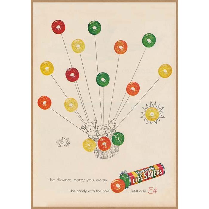 LIFESAVERS レトロミニポスター B5サイズ 複製広告 ライフセーバーズ 5種類の味 気球 USAD5-277 : アメリカ雑貨 フィフティファイブ - 通販 - Yahoo!ショッピング