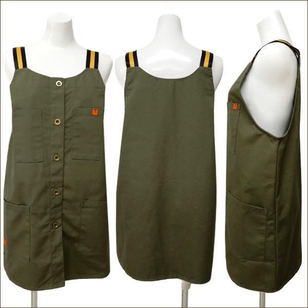 レディース 前開き エプロン M〜L キャメル パープル ブラック カーキ 12103 k0856 TUKURU 前ボタン :z04486 ...