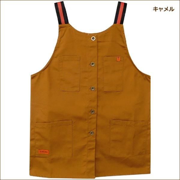 レディース 前開き エプロン M〜L キャメル パープル ブラック カーキ 12103 k0856 TUKURU 前ボタン :z04486 ...