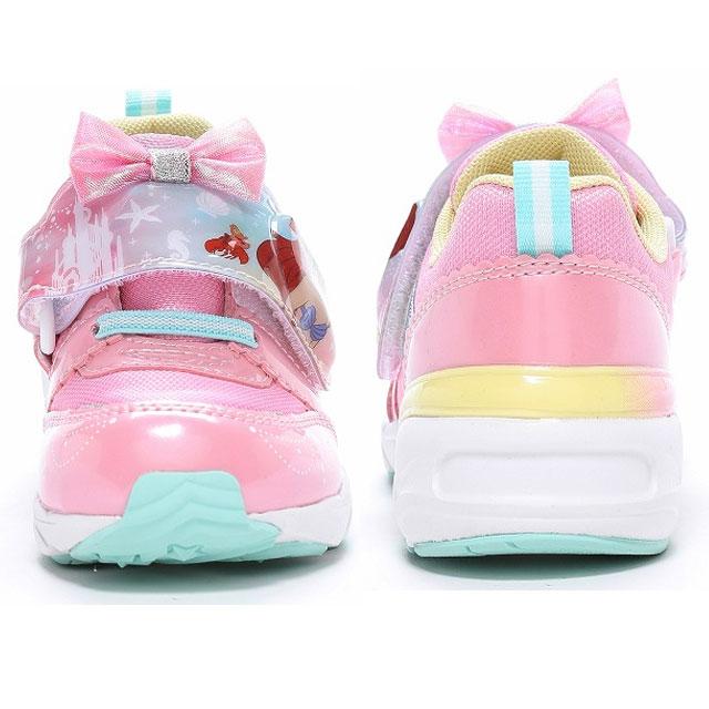 ムーンスター 光る靴 スニーカー キッズ ディズニープリンセス ジュニア LED搭載 ベルクロ ローカット 抗菌 防臭 キッズシューズ アリエル ラプンツェル DN : i18-19a ...