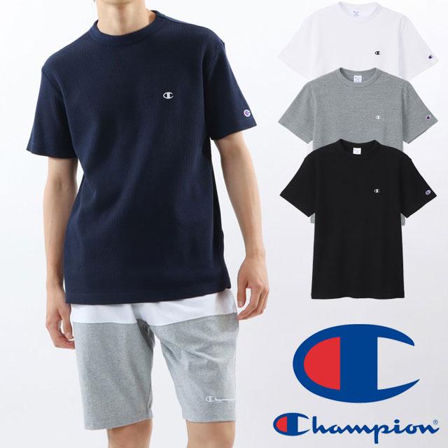 Champion チャンピオン Tシャツ メンズ C3-Z342 ティーシャツ 半袖 トップス ワッフル シンプル クルーネック 丸首 アパレル 定番 ワンポイント メール便 : シューマート ...