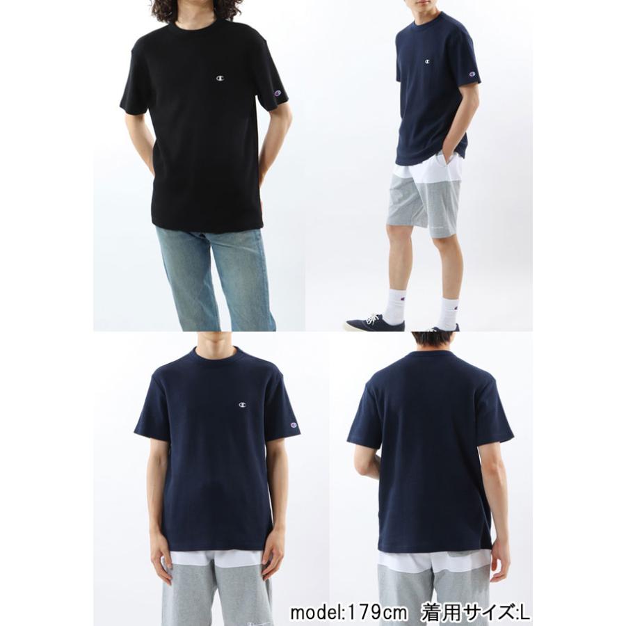 Champion チャンピオン Tシャツ メンズ C3-Z342 ティーシャツ 半袖 トップス ワッフル シンプル クルーネック 丸首 アパレル 定番 ワンポイント メール便 : シューマート ...