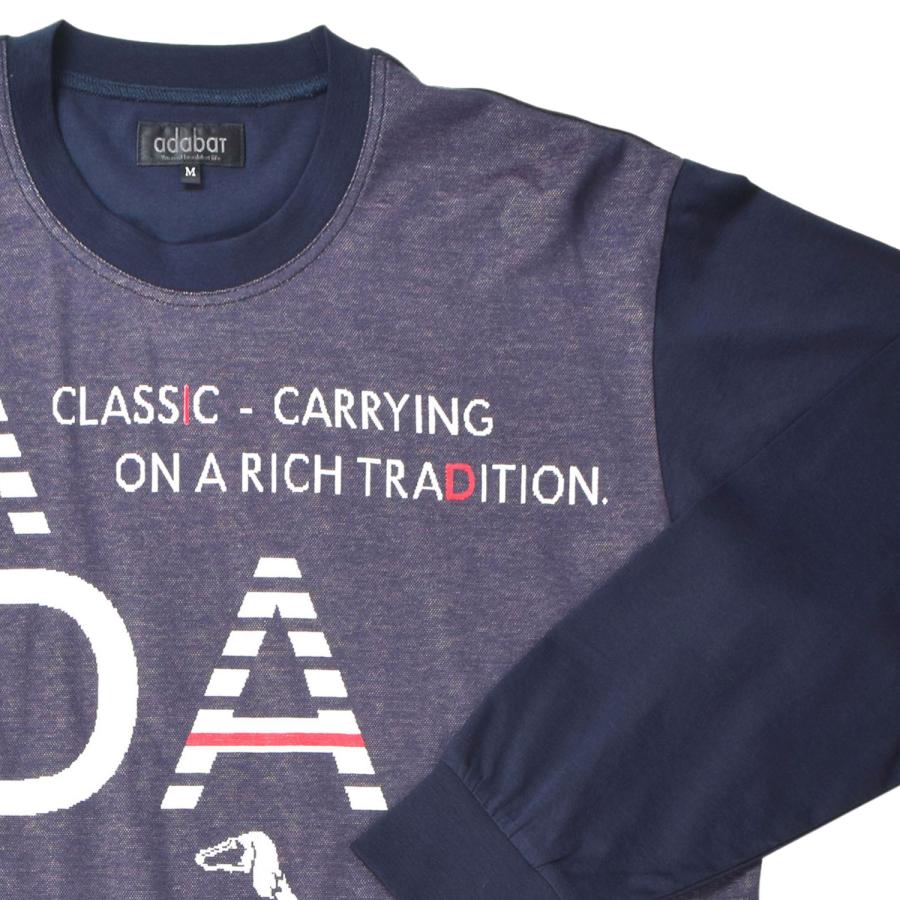 adabat アダバット ルームウェア 部屋着 パジャマ 上下 セットアップ ナイトウェア 長袖 クルーネック メンズ 上着 ネイビー イエロー 0246-95 : スニークオンラインショップ ...