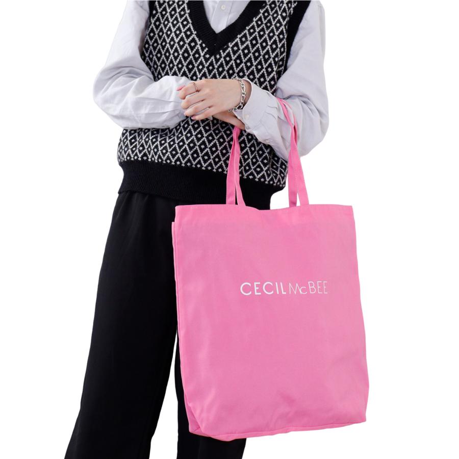 CECIL McBEE（セシルマクビー） トートバッグ レディース カラービッグト TOTE BAG ブラック グレー ブルー パープル ...
