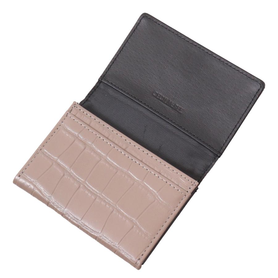 CECIL McBEE（セシルマクビー） カードケース 名刺入れ ID 定期入れ レディース 本革 クロコダイル エンボス加工 ブラック ...