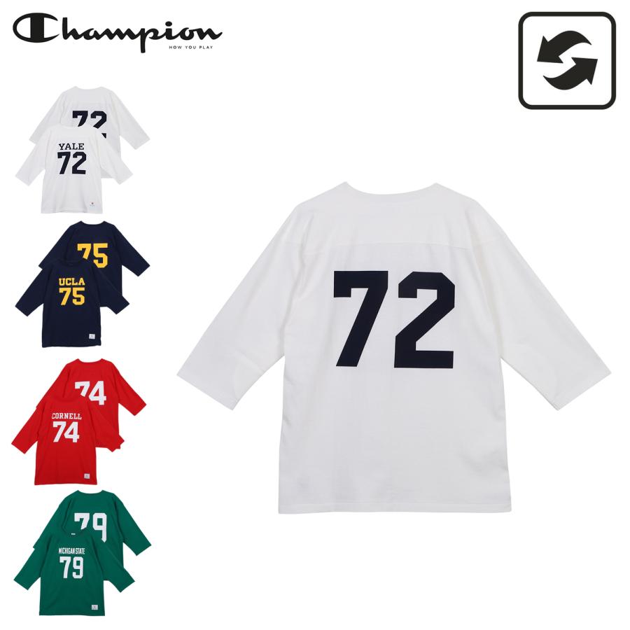 チャンピオン Champion Tシャツ 長袖 ロンT P12 3/4 スリーブ フットボール メンズ SLEEVE FOOTBALL T-SHIRT ホワイト ネイビー レッド 白 C3 ...