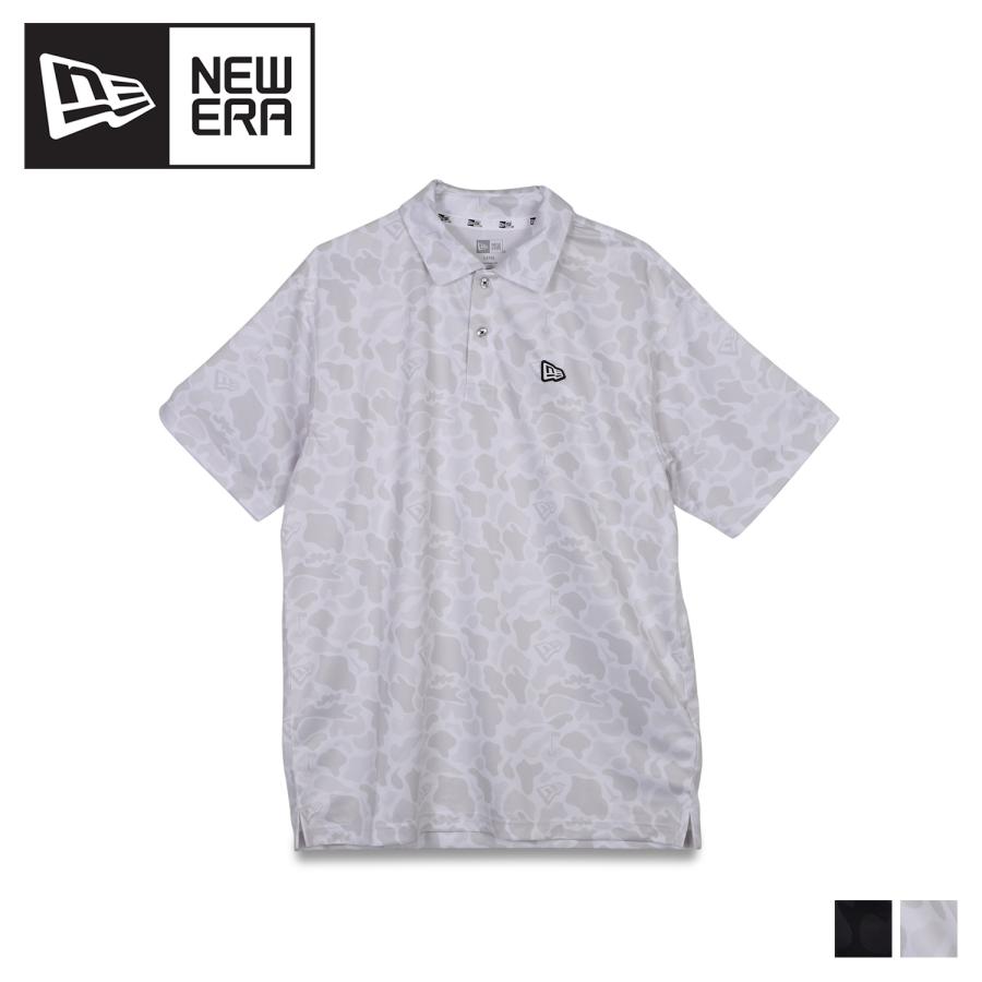 NEW ERA ニューエラ ゴルフ ポロシャツ 半袖 カモ メンズ GF POLO GOLF CAMO ブラック ホワイト 黒 白 ...