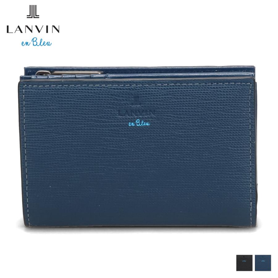 LANVIN en Bleu ランバンオンブルー 財布 二つ折り ウォレット メンズ レディース 革 札入れ WALLET ブラック ネイビー ...