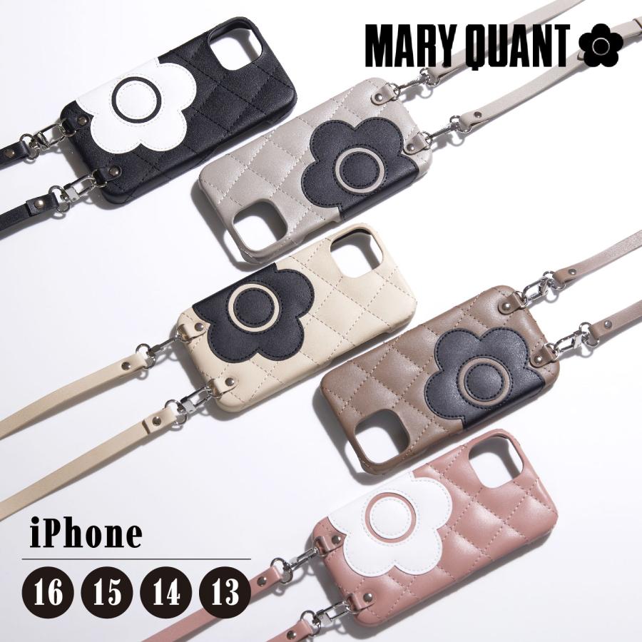 MARY QUANT マリークヮント スマホショルダー スマホケース カバー iPhone16 iPhone15 iPhone14 iPhone13 レディース PU QUILT ...