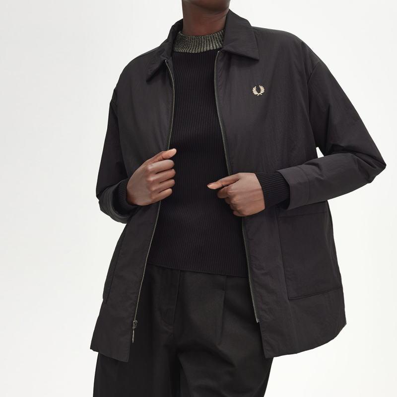 FRED PERRY 交換送料片道無料 フレッドペリー パッチド ジップ スルー オーバーシャツ Padded Zip-Through Overshirt J8102 102(BLACK ...