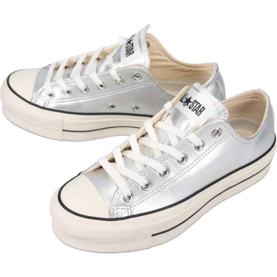 コンバース CONVERSE スニーカー レザー オールスター R リフテッド OX LEATHER ALL STAR R LIFTED OX シルバー SILVER CONVERSE（コンバース） スニーカー レザー オールスター R リフテッド