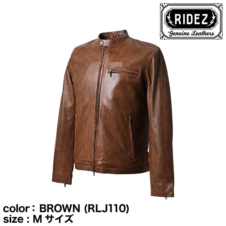 RIDEZ RIDEZ ACE JACKET BROWN (RLJ110) Mサイズ/シングルライダースジャケット : グリーンテック ...