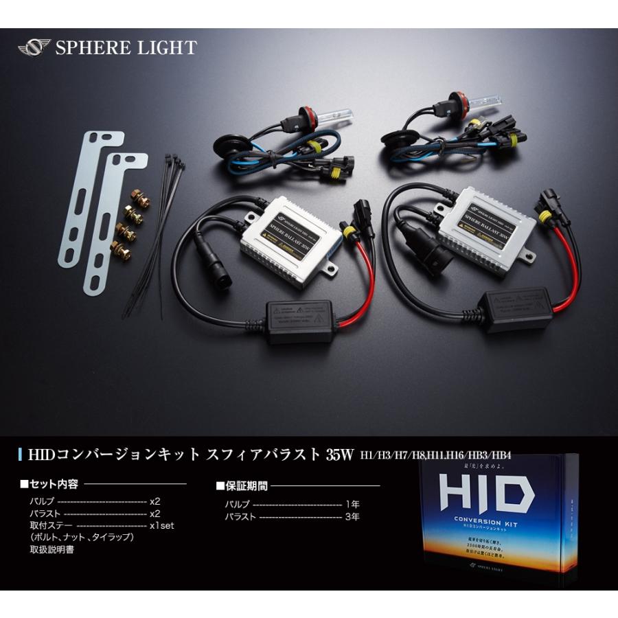 SPHERE LIGHT スフィアライト SHDBB0301 HIDコンバージョンキット 35W H3 12V/24V兼用 3000K イエロー : グリーンテックYahoo!ショッピング店 ...