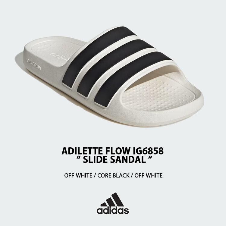 adidas アディダス シャワーサンダル スライドサンダル ADILETTE FLOW リカバリーサンダル WHITE IG6858 ...
