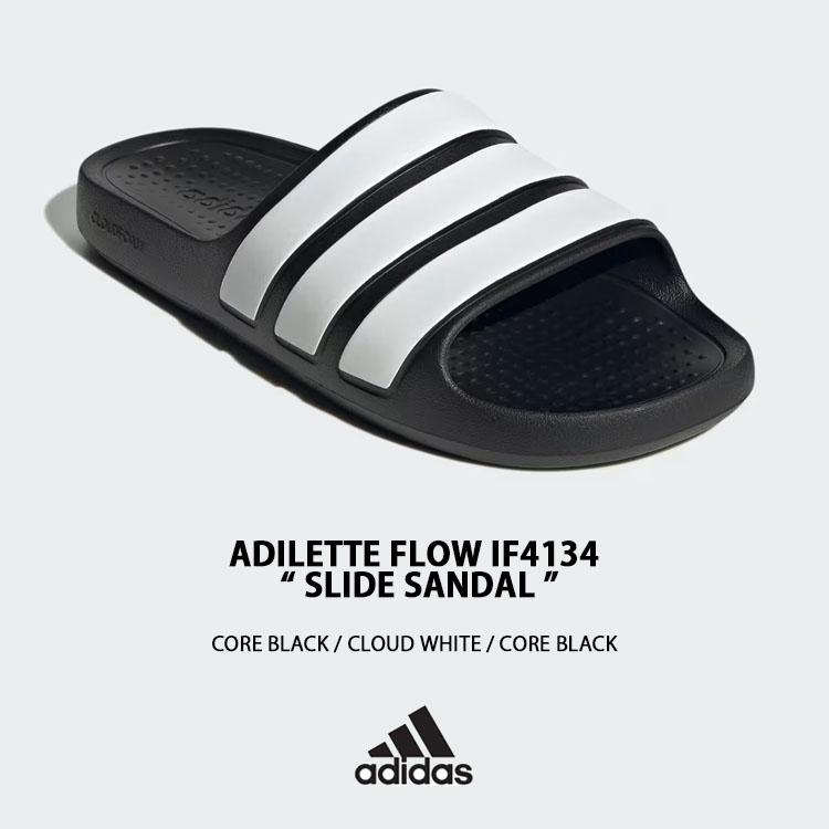 adidas アディダス シャワーサンダル スライドサンダル ADILETTE FLOW リカバリーサンダル WHITE IG6858 ...