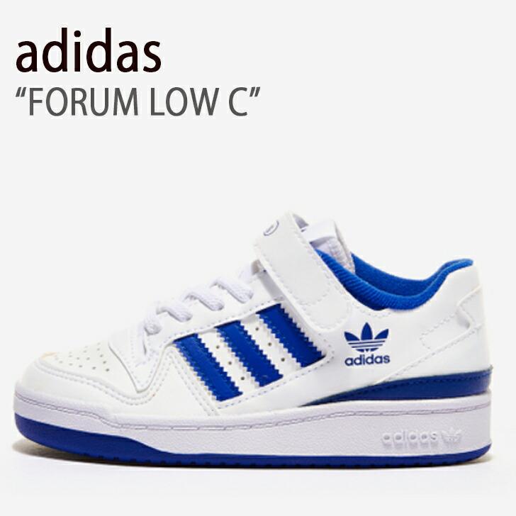 adidas アディダス キッズ スニーカー FORUM LOW C フォーラム ロー FY7978 WHITE BLUE ホワイト ブルー ...