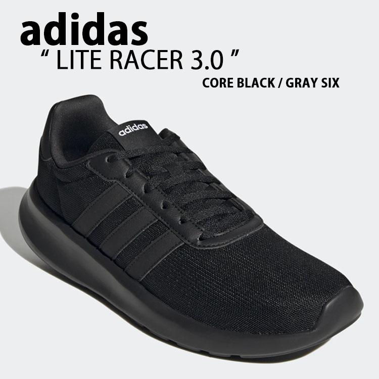 adidas アディダス スニーカー LITE RACER 3.0 GW7954 ライトレーサー BLACK GRAY ブラック グレー ...