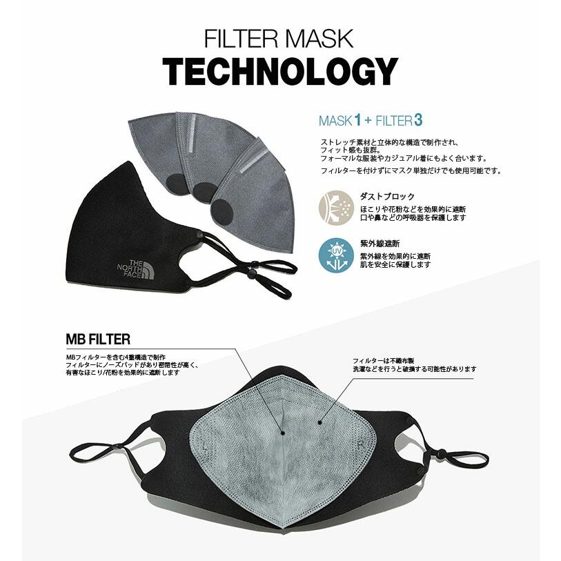 THE NORTH FACE ノースフェイス マスク TNF FILTER MASK BLACK フィルター付き 不織布フィルター マスク ...