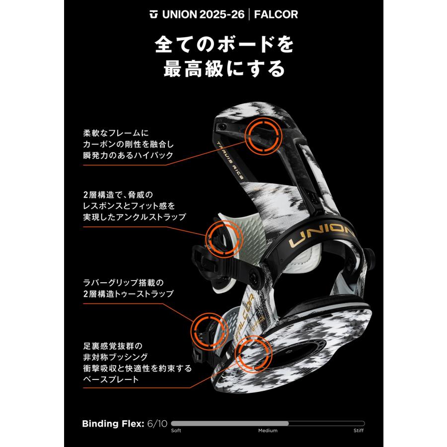 スノボ ビンディング FALCOR BLACK 25/26 UNION BINDING COMPANY 早期予約受付中 Travis Rice ...