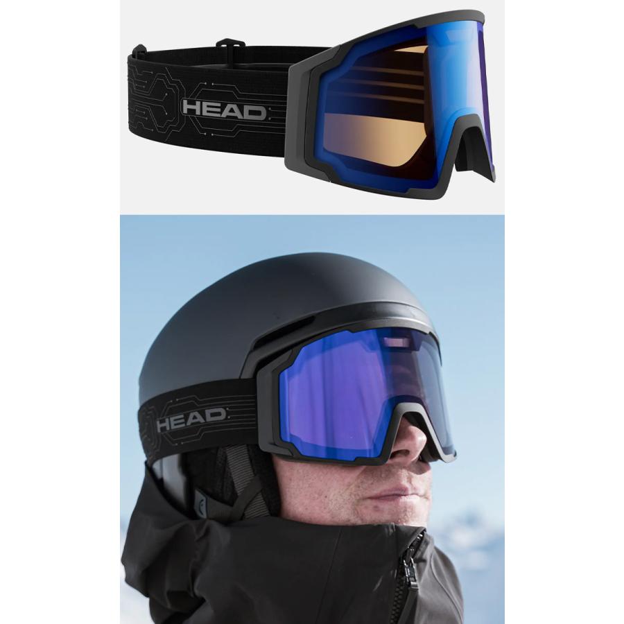 HEAD（ヘッド） 2026 HEAD NEVES SUNSCREEN Lsize ネベス スノーボード スキー ゴーグル カラー: BLACK 瞬間調光レンズ: Blue/Black ...