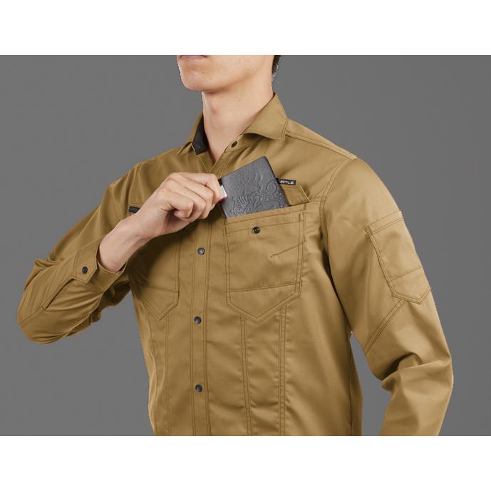 BURTLE（バートル） 5L 1715 長袖シャツ ユニセックス 作業服 オールシーズン 制電ケア ストレッチ 作業着 襟付 Yシャツ ワークウェア ワークシャツ : Snup WK ...