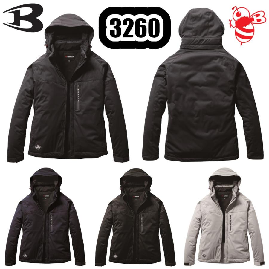 BURTLE S-XL 3260 ストレッチフーディ防寒ジャケット ユニセックス 防水 耐水圧 10,000mm 防風 保温 ストレッチ 撥水 ジャンパー 防寒着 作業服 作業着 バートル ...