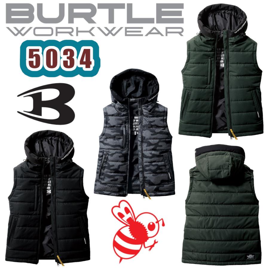 BURTLE XXL 5034 防寒フーディベスト 防寒着 ユニセックス バートル 作業服 撥水性 防風性 防水性 透湿性 保温性 耐水圧10,000mm 透湿性5,000g/m2/24hrs ...