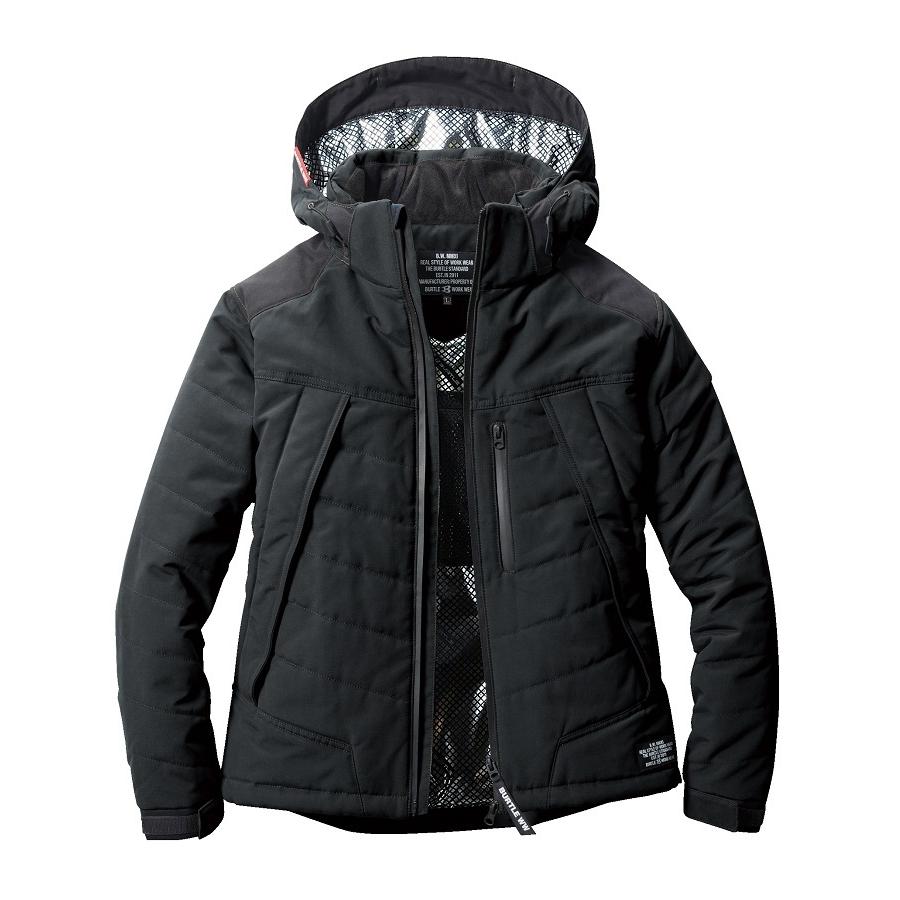 S-XL 5270 防寒ジャケット 大型フード付 BURTLE 防寒着 作業服 バートル 保温性 防風性 撥水加工 THERMOCRAFT サーモクラフト対応 電熱パッド ユニセックス ...