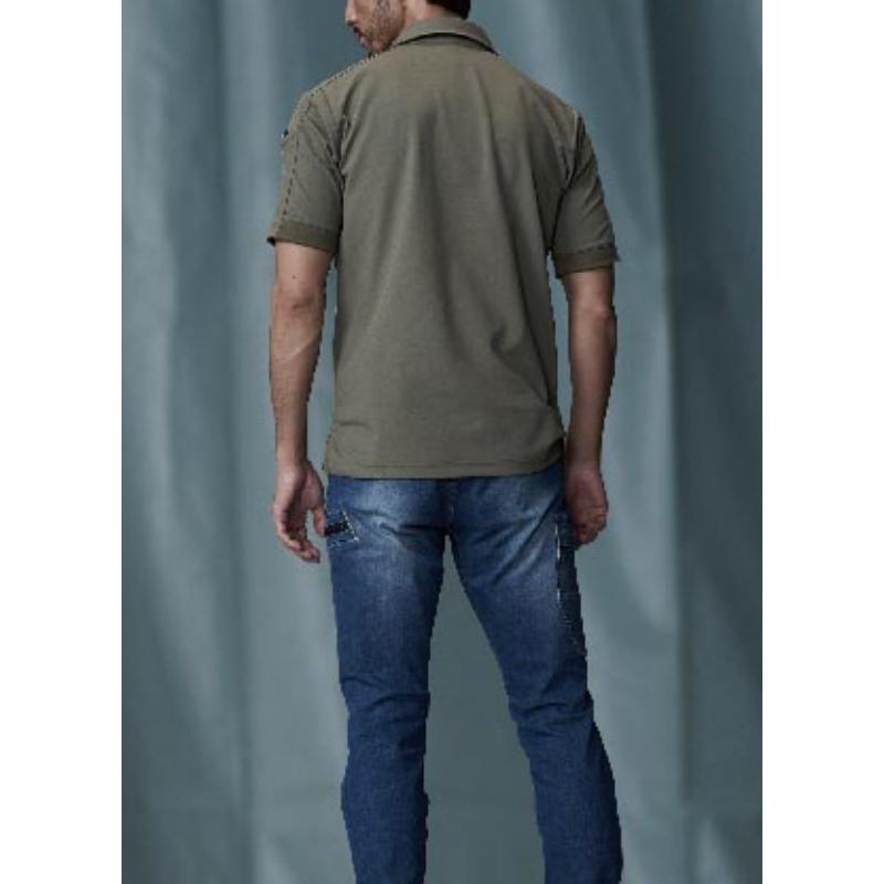 寅一 4L 5880-621 半袖ポロシャツ 寅壱 作業服 吸汗性 消臭テープ ポリエステル100％ 軽量 UVカット 形状安定衿 作業着 ワークウェア TORAICHI 襟付き ニット ...