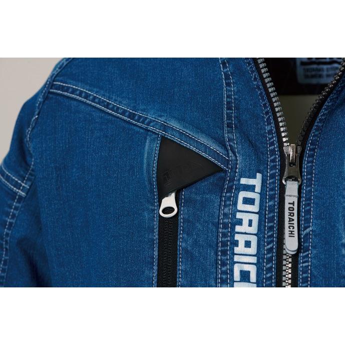 寅一 S-3L 8880-124 デニムワークジャケット 寅壱 作業服 春夏用 軽量 ストレッチ 接触冷感 ブルゾン TORAICHI 作業着 ワークウェア トライチ QuickFree ...