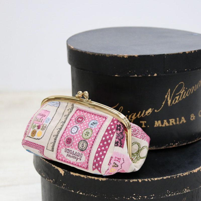 がま口ポーチ SOARSOLe 公式 メイク コスメ 小物 公式 ゴ ブラン ジャガード 日本製 ソアソウル Marple マープル 7815 ボタン :7815-bt:SOARSOLe公式 ...