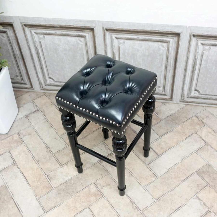 カウンターチェア バーチェア ハイスツール ハイチェア チェスターフィールド ヴィンテージ レトロ 店舗什器 シャインブラックフェイクレザー 9006-b-8p51b : アンティークそっくり ...