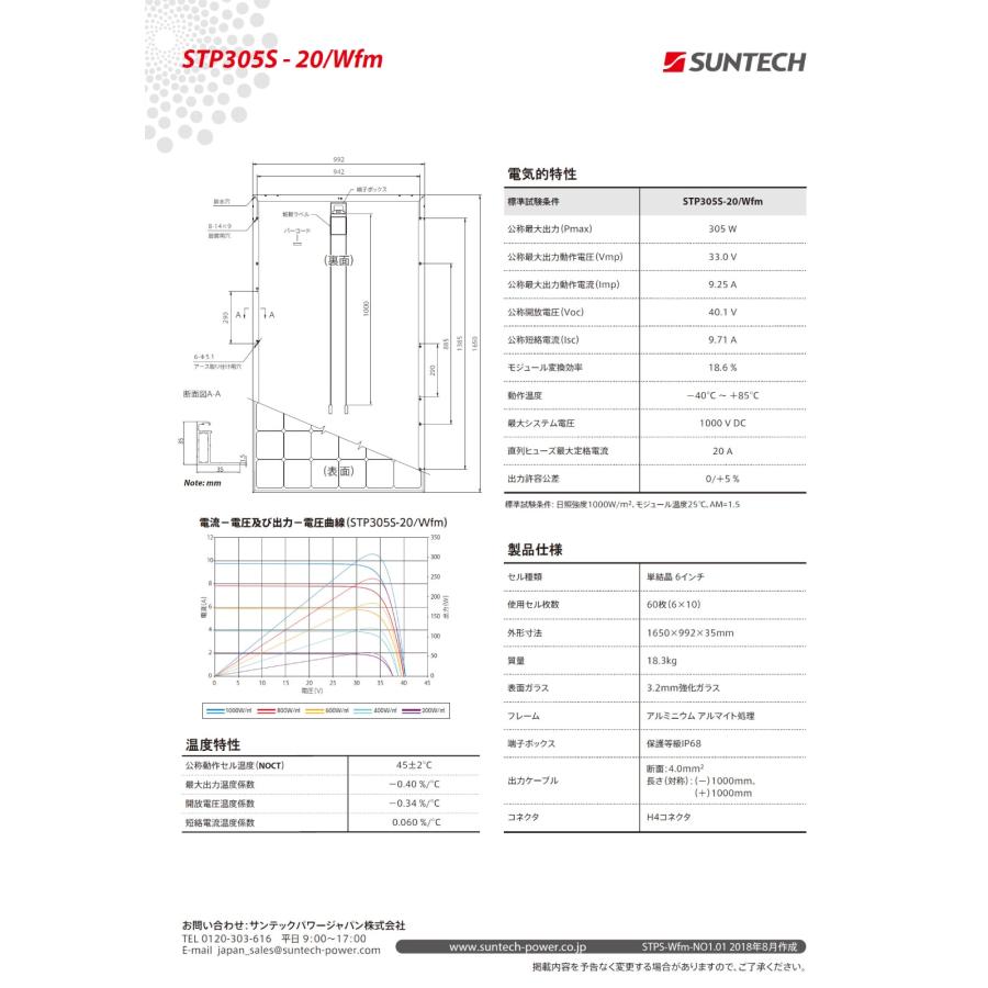 ソーラーパネル サンテック 単結晶305W STP305S-20-Wfm 厚み35mm 18.3kg PERC SUNTECH 太陽光 発電 モジュール : ソーラーオフ Yahoo!店 ...