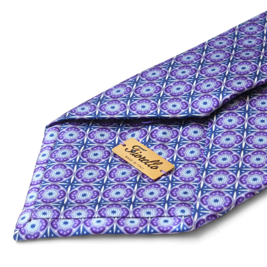 【Silvio Fiorello／シルヴィオ・フィオレッロ】シルクネクタイ プリント／ タオルミーナ パープル ブルー おしゃれ 高級 ギフト ...