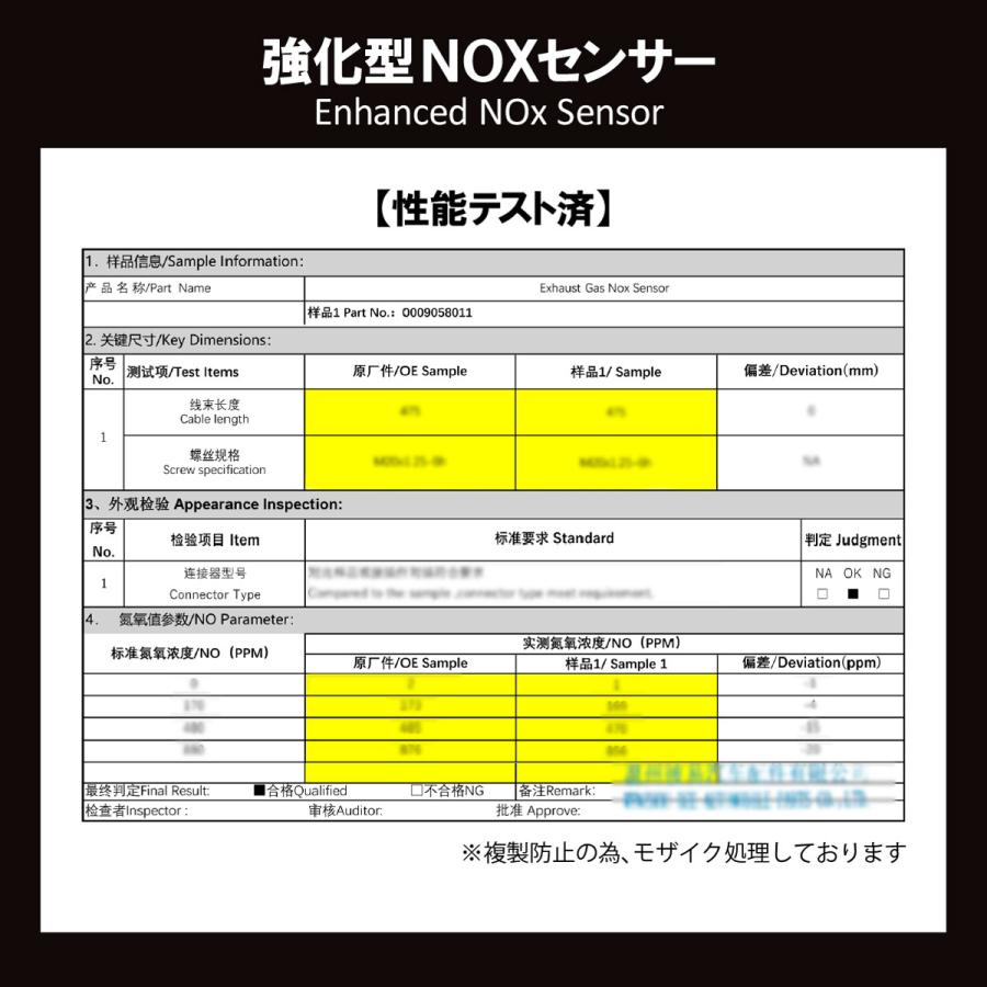 Mercedes-Benz CAPSOL ベンツ Eクラス W213 E200 強化型 NOXセンサー ノックスセンサー 窒素酸化物センサー ガソリン車 0009054410 ...